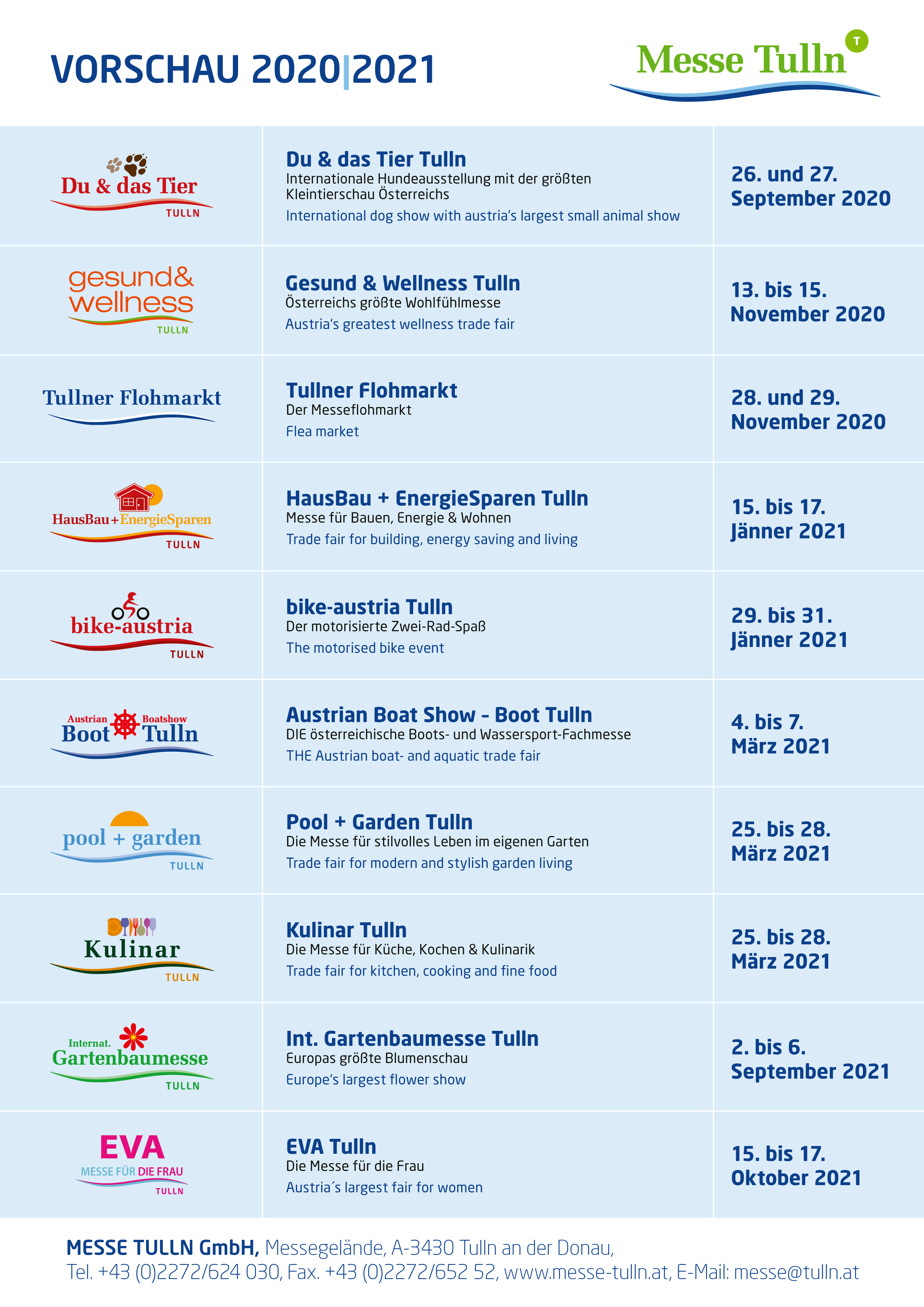 Messe Tulln - Messe Kalender